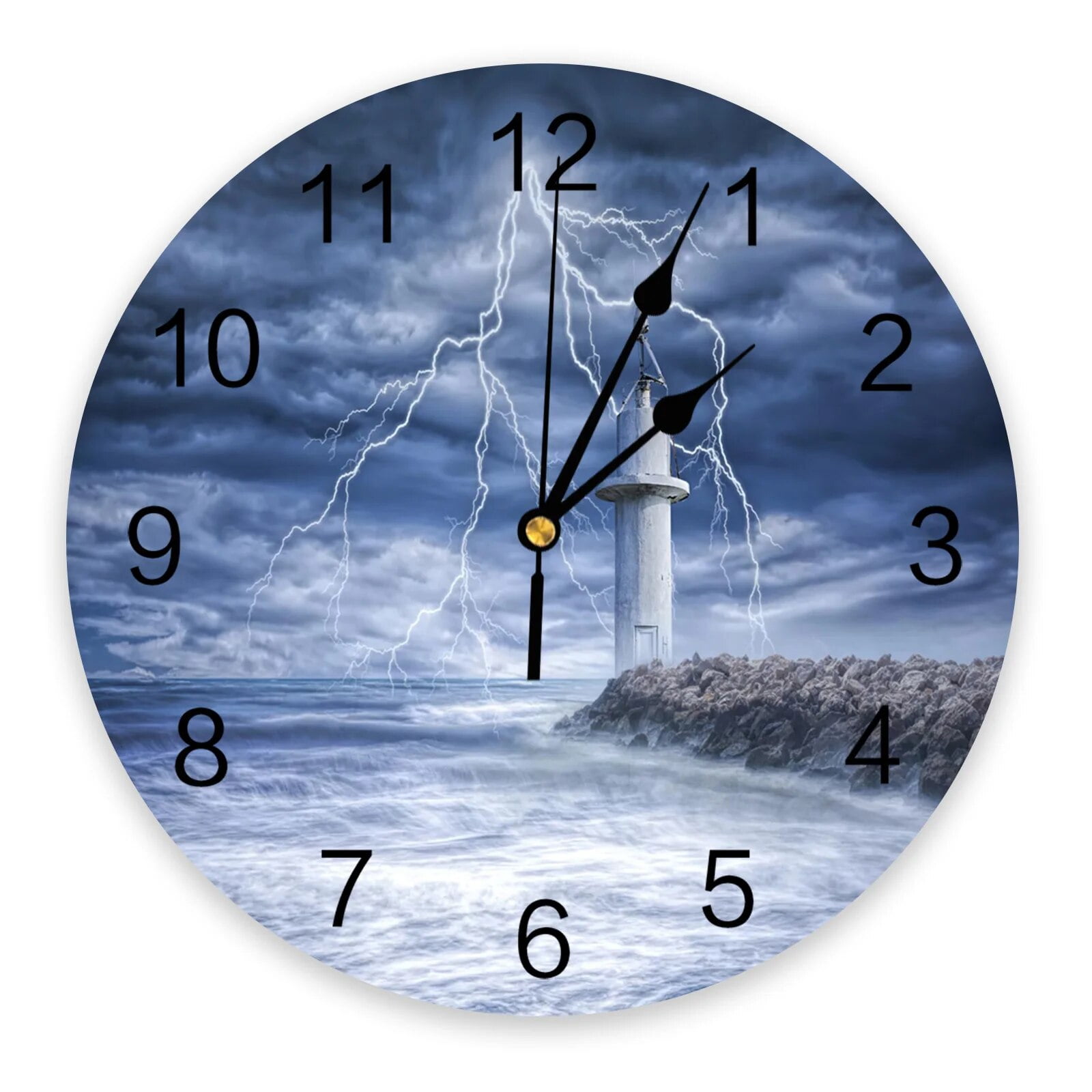 High Tower Sea Lightning Wall Clock Home Decor Bedroom Silent Oclock ...