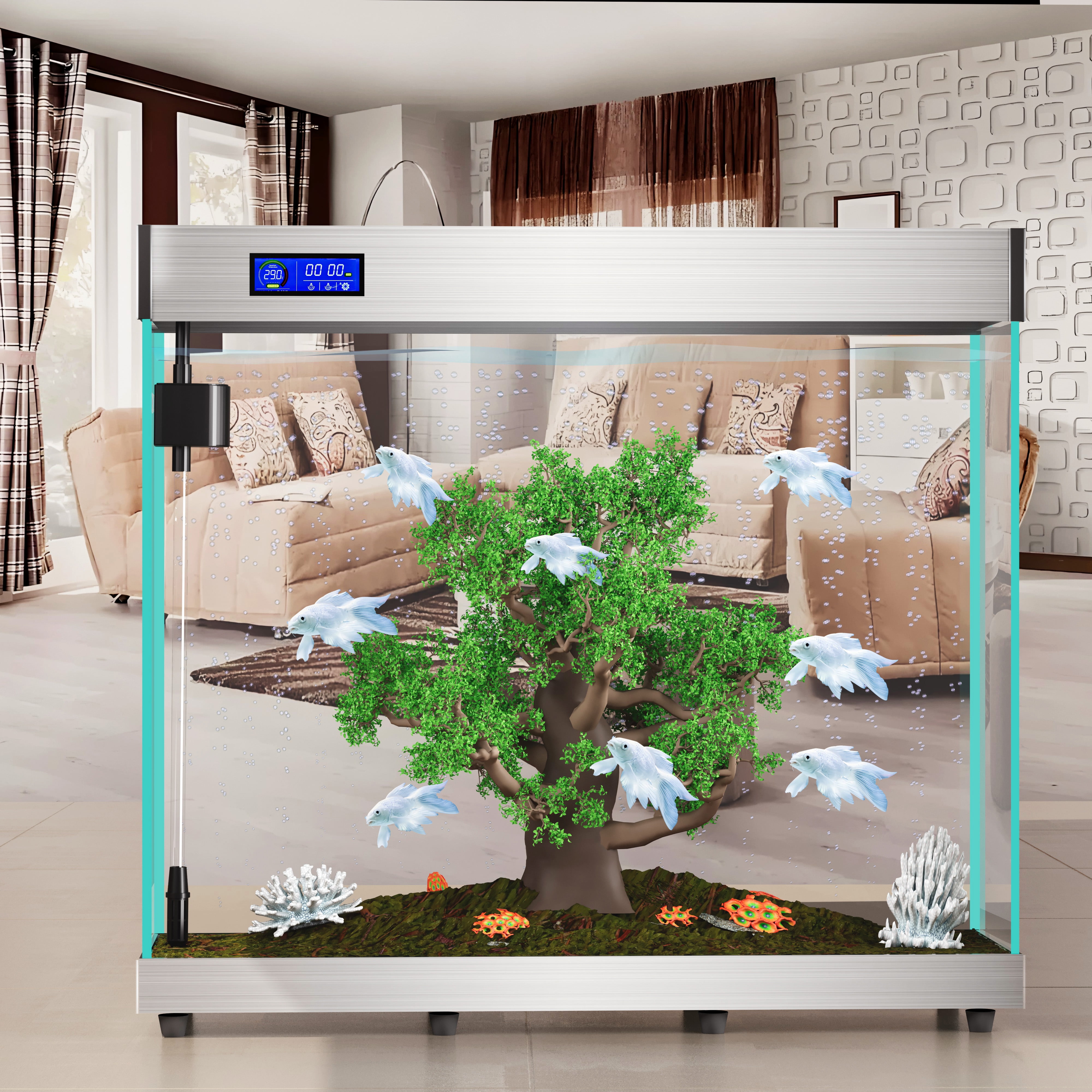 High -Value Aquarium Upright Filtration and LED Large Fish Tank 42.5W x ...