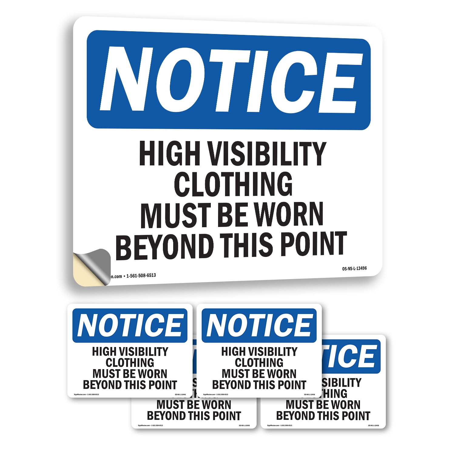High Vis Clothing Must Worn This Point OSHA Notice Vinyl Decal Label 10 ...