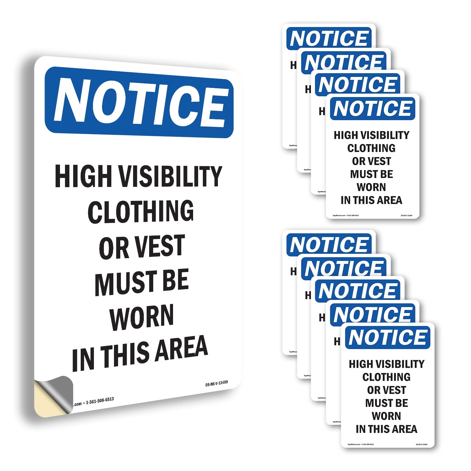 High Visibility Clothing Or Vest OSHA Notice Vinyl Decal Label 24 Inch ...