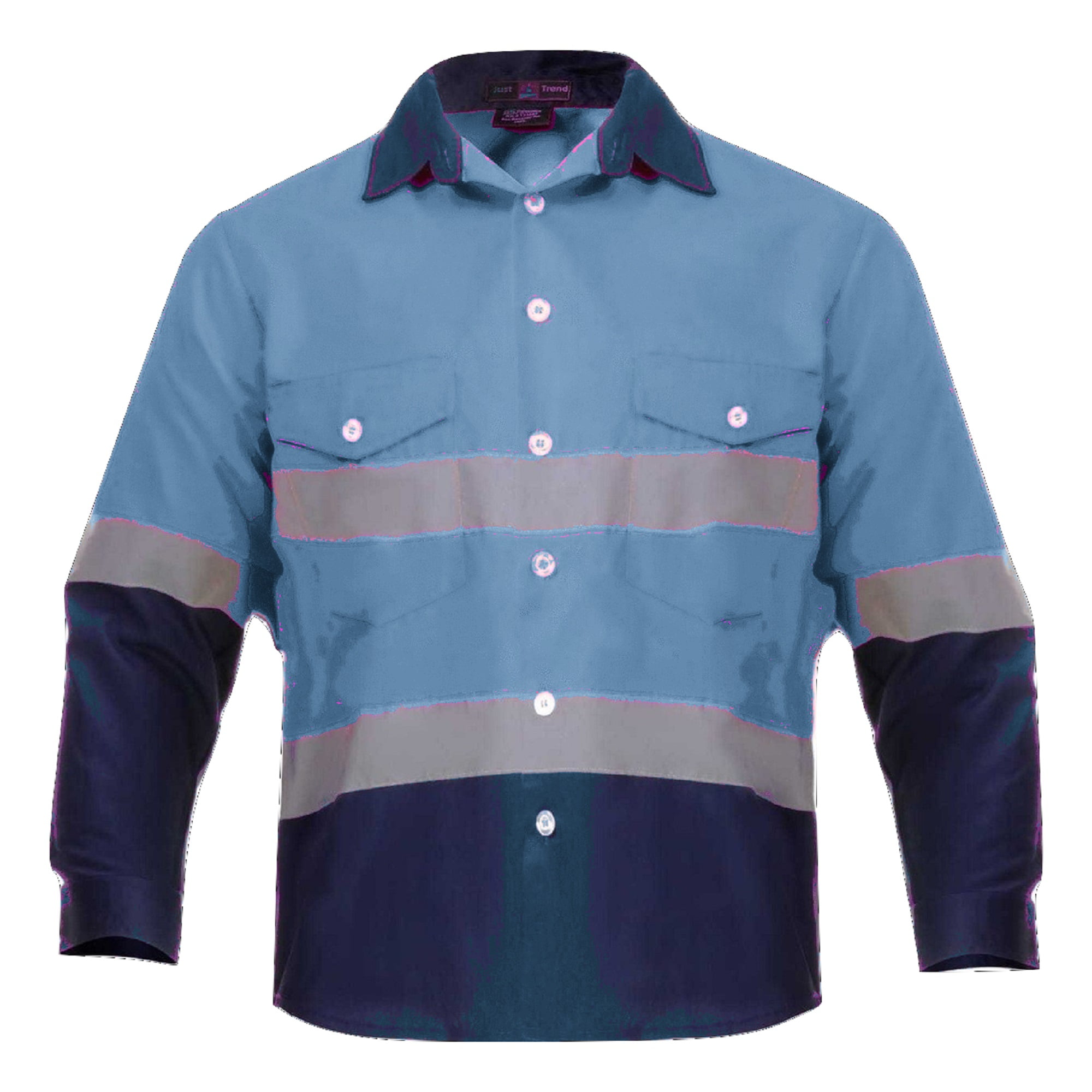 High Visibility Hi Vis Reflective Safety Work Shirts (Large, Light Blue ...