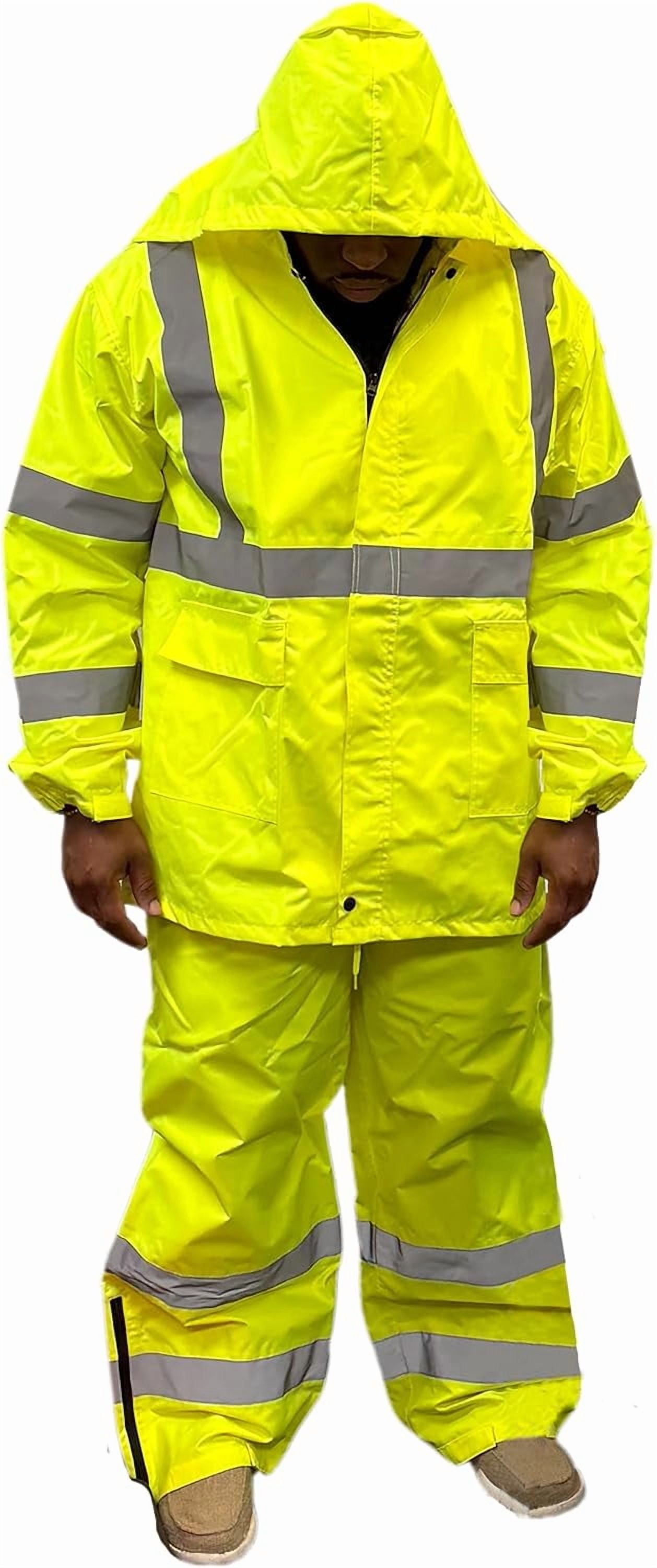 High Visibility Hooded Class 3 Reflective Heavy Duty Lime Waterproof ...