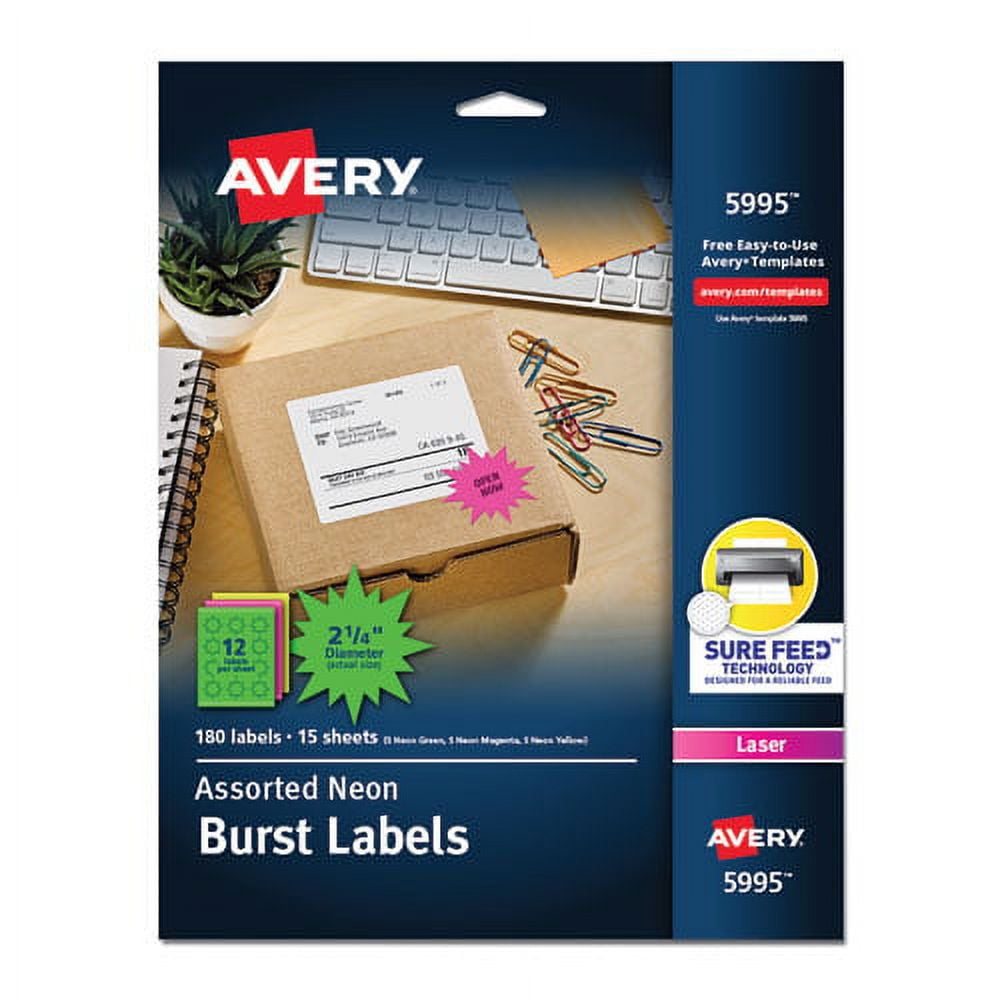 "High-Visibility Id Labels, Laser Printers, 2.25"" Dia., Assorted, 12 ...