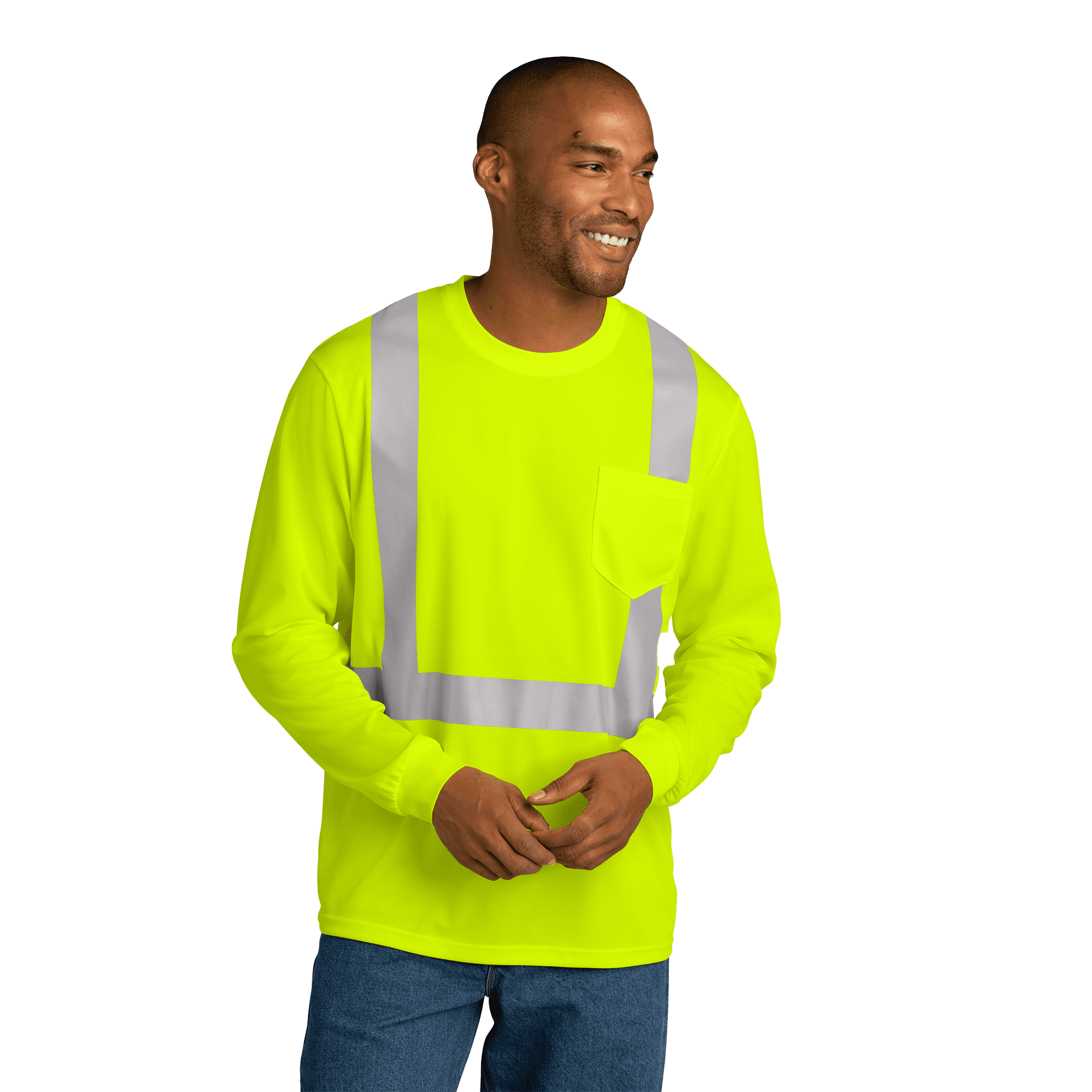 High Visibility Long Sleeve T-Shirts for Men Reflective Hi Vis Mesh ...