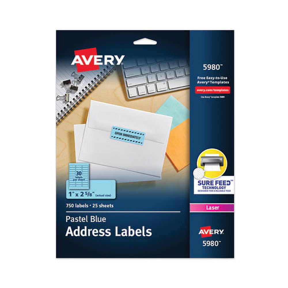 High-Visibility Permanent Laser Id Labels, 1 X 2 5/8, Pastel Blue, 750 ...