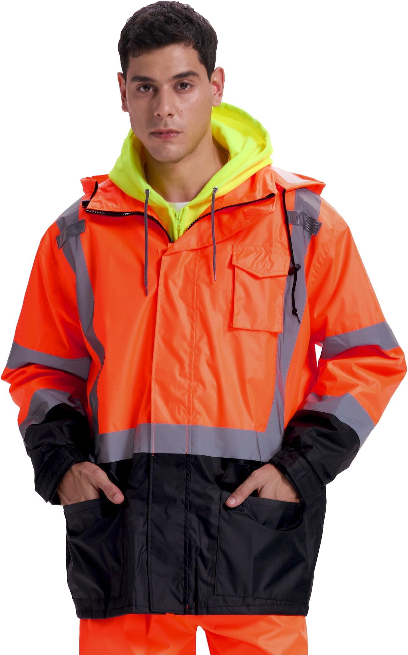 High Visibility Rain Gear, Class 3 High Visibility Work Rain Gear for Men, Construction Rain ...