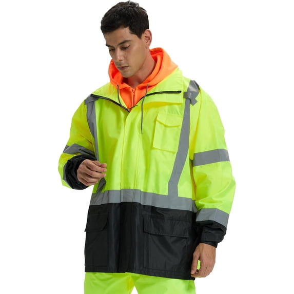 High Visibility Rain Gear, Class 3 High Visibility Work Rain Gear for ...