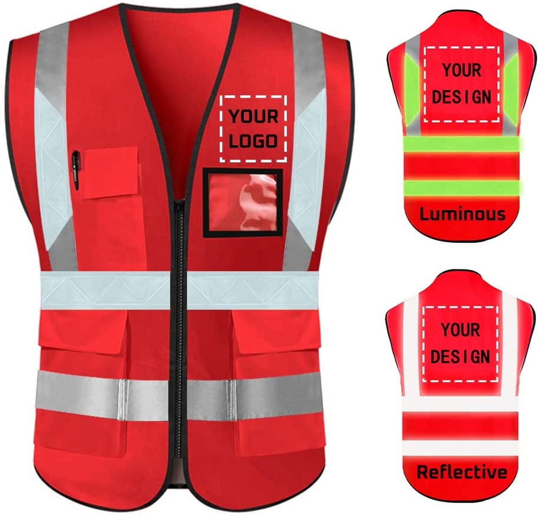 High Visibility Reflective Safety Vest Customize Logo With 5 Pockets ...