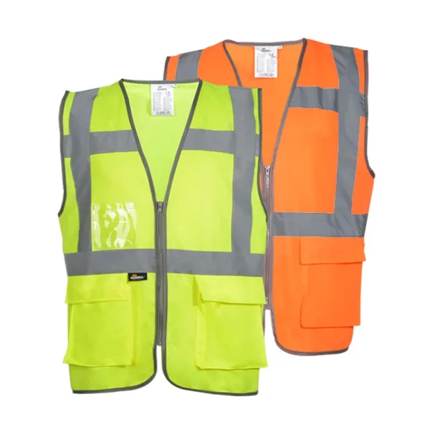 High Visibility Reflective Vest Zipper Front Safety Vest With ...