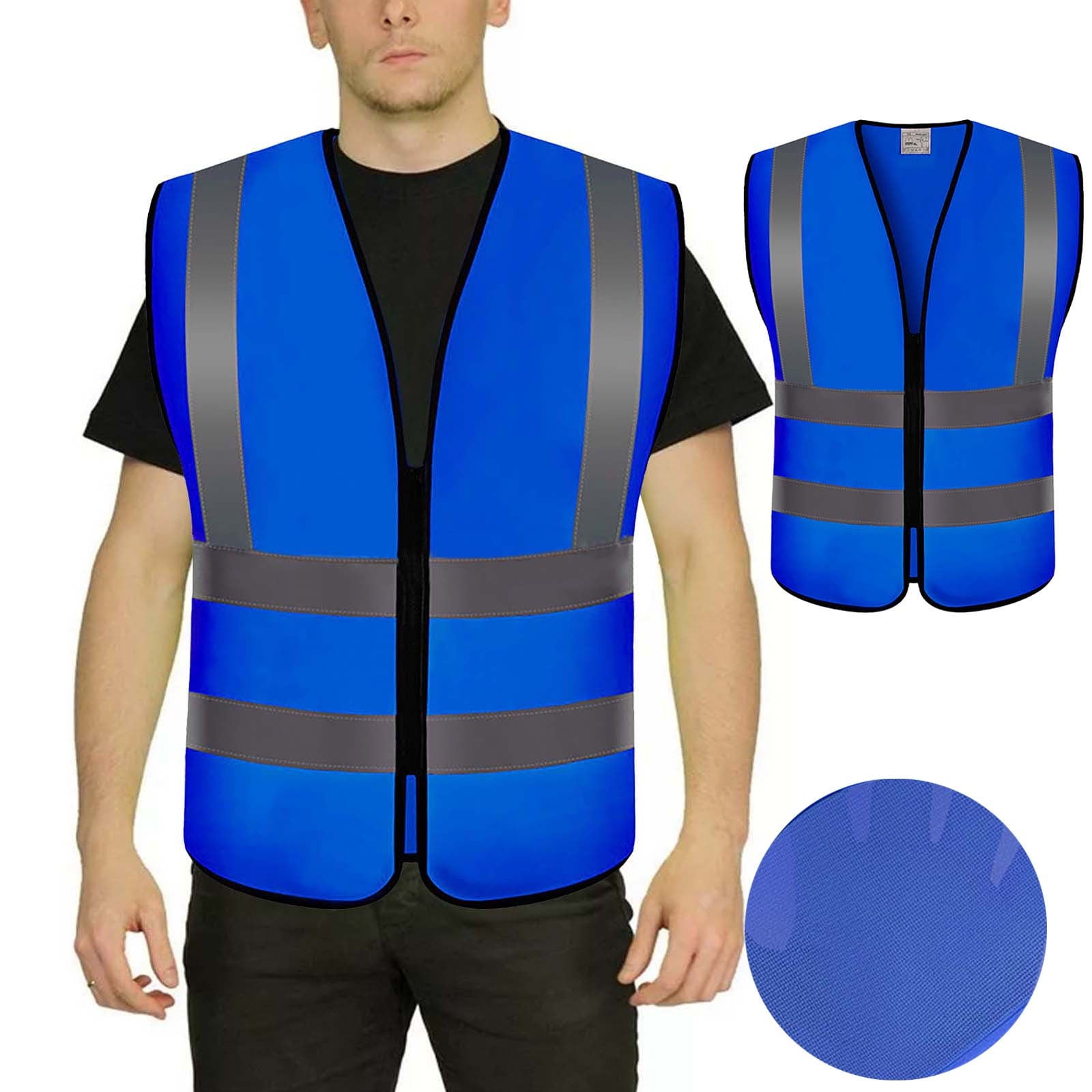 High Visibility Running Reflective Vest Equipment Night Work Blue Top ...
