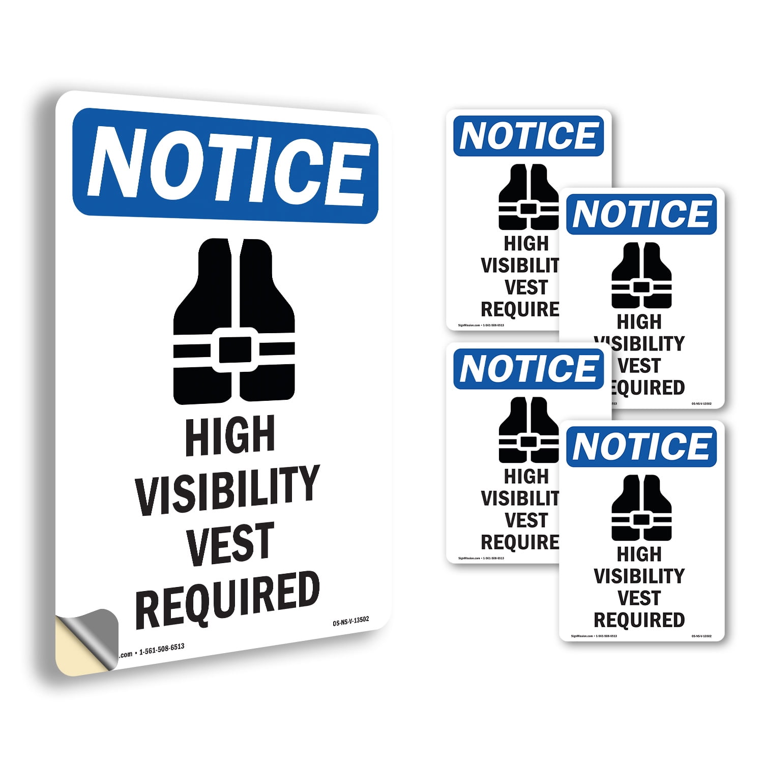 High Visibility Vest With Symbol OSHA Notice Vinyl Decal Label 18 Inch ...