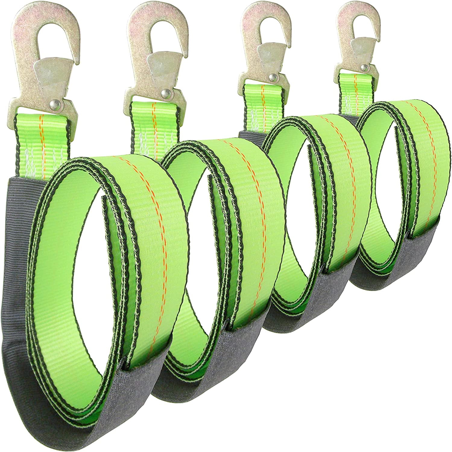 High Viz Green 2" x 8 FT Wheel Lift Lasso Tie Down Straps for Tow Dolly ...