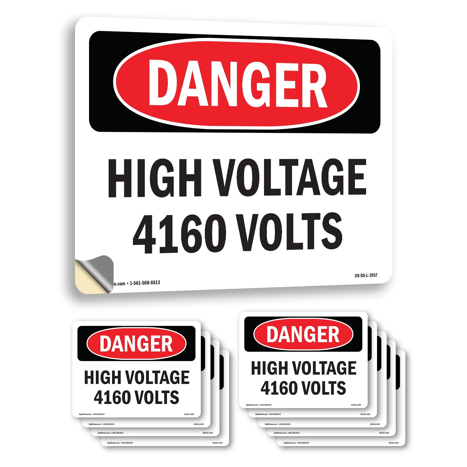 High Voltage 4160 Volts OSHA Danger Vinyl Decal Label 10 Inch x 7 Inch ...
