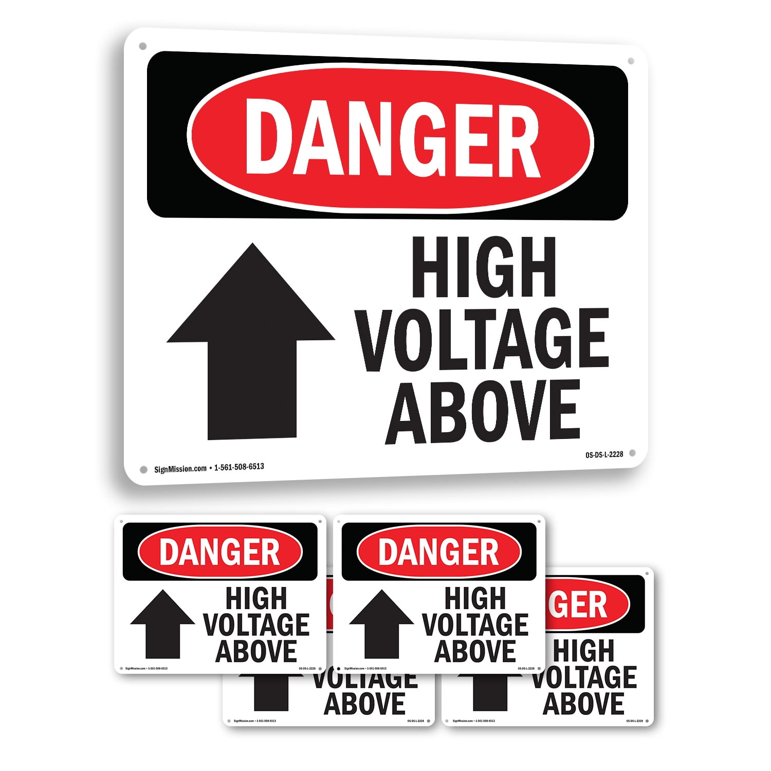 High Voltage Above OSHA Danger Rigid Plastic Sign 10 Inch x 7 Inch - 5 ...