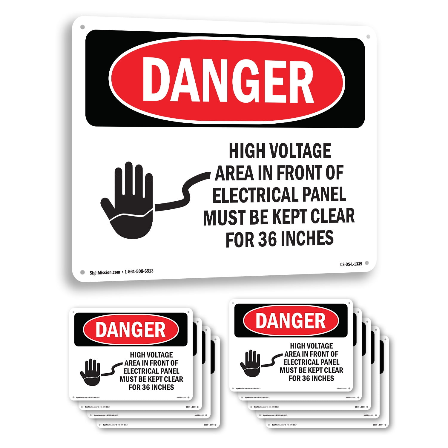 High Voltage Area Electrical Panel 36 Inches OSHA Danger Aluminum Sign ...