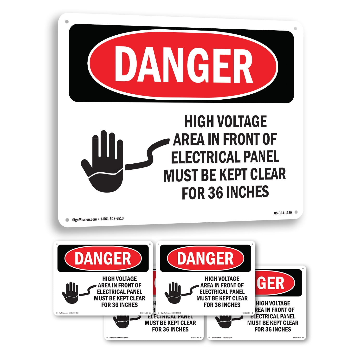 High Voltage Area Electrical Panel 36 Inches OSHA Danger Rigid Plastic ...