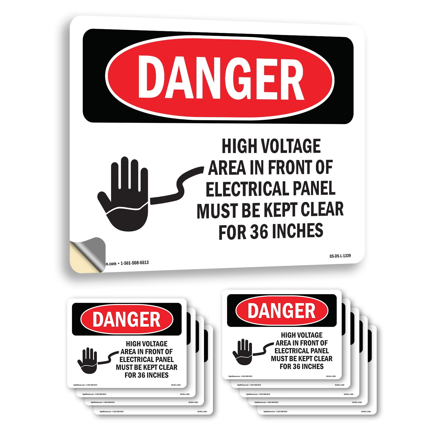 High Voltage Area Electrical Panel 36 Inches OSHA Danger Vinyl Decal ...