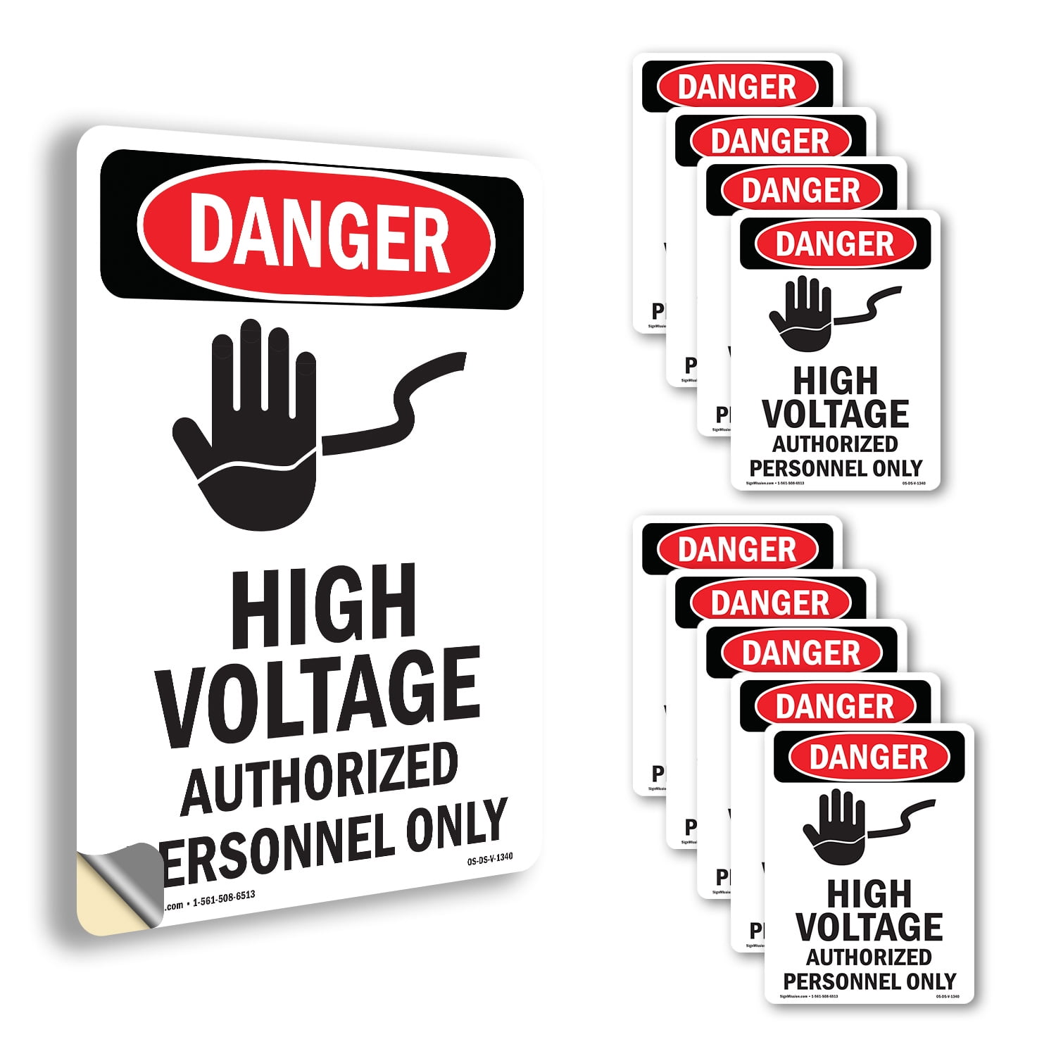 High Voltage Authorized OSHA Danger Vinyl Decal Label 10 Inch x 7 Inch ...