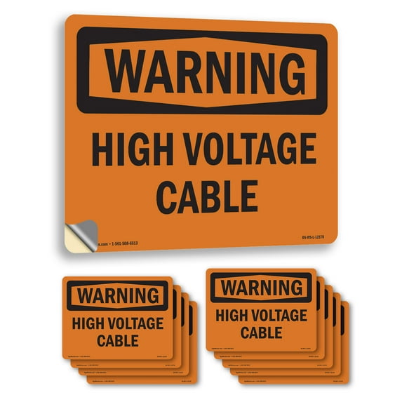High Voltage Cable OSHA WARNING Vinyl Decal Label 10 Inch x 7 Inch - 10 ...