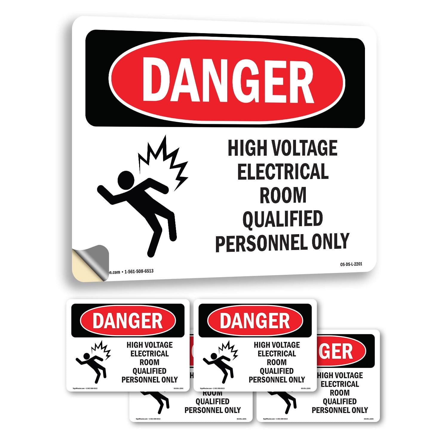 High Voltage Electrical Room OSHA Danger Vinyl Decal Label 5 Inch x 3.5 ...