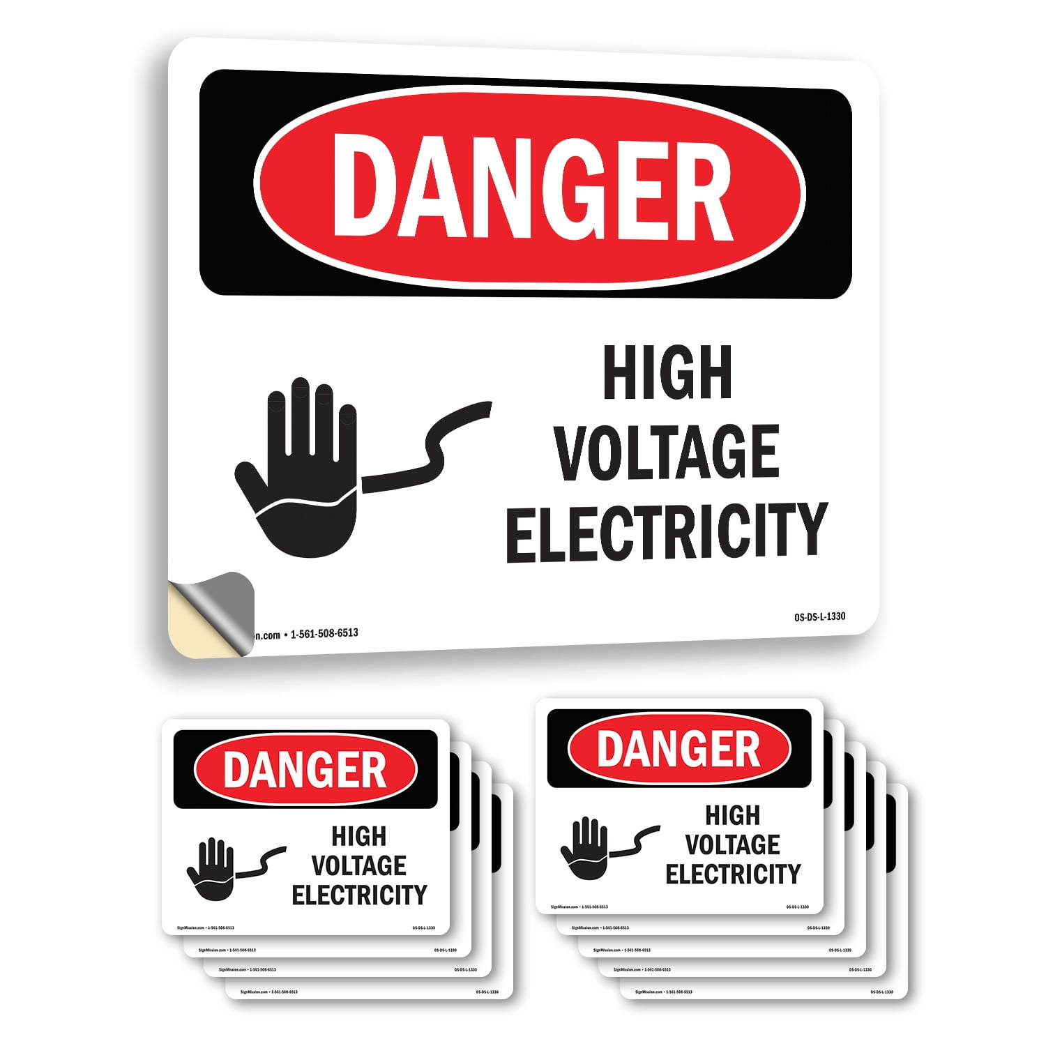 High Voltage Electricity OSHA Danger Vinyl Decal Label 10 Inch x 7 Inch ...