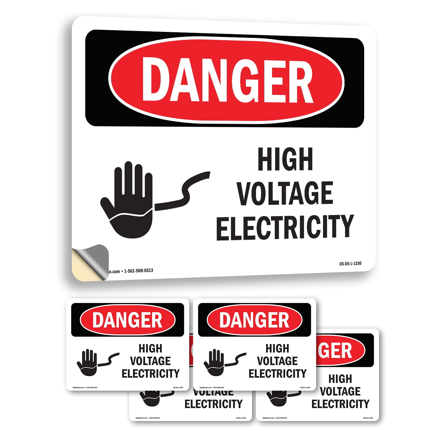 High Voltage Electricity OSHA Danger Vinyl Decal Label 24 Inch x 18 ...