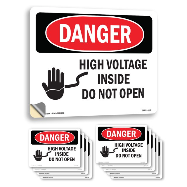 High Voltage Inside Do Not Open OSHA Danger Vinyl Decal Label 18 Inch x ...