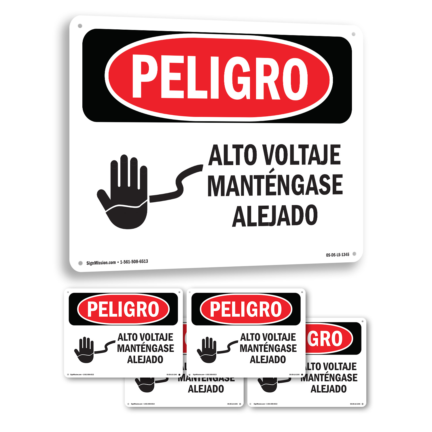 High Voltage Keep Out Spanish OSHA Danger Rigid Plastic Sign 10 Inch x ...