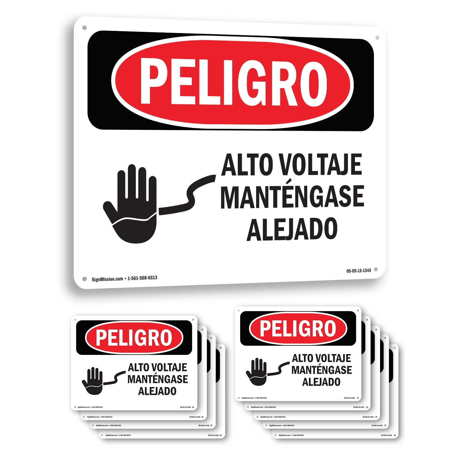 High Voltage Keep Out Spanish OSHA Danger Rigid Plastic Sign 24 Inch x ...