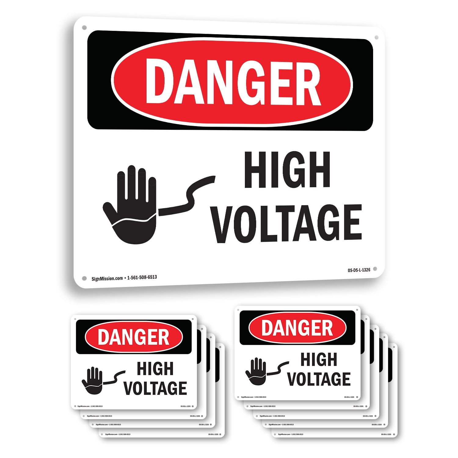 High Voltage OSHA Danger Rigid Plastic Sign 10 Inch x 7 Inch - 10 Pack ...