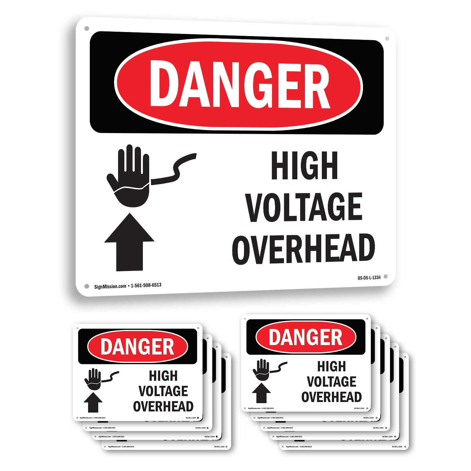 High Voltage Overhead OSHA Danger Rigid Plastic Sign 18 Inch x 12 Inch ...