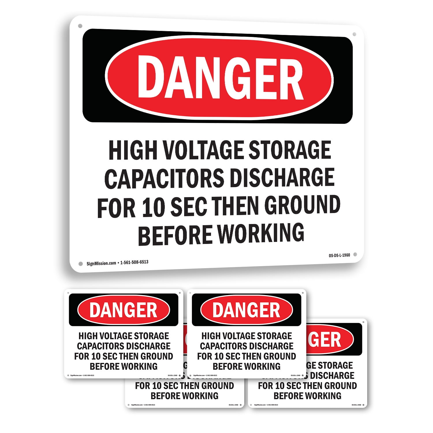 High Voltage Storage Capacitors Discharge OSHA Danger Rigid Plastic ...