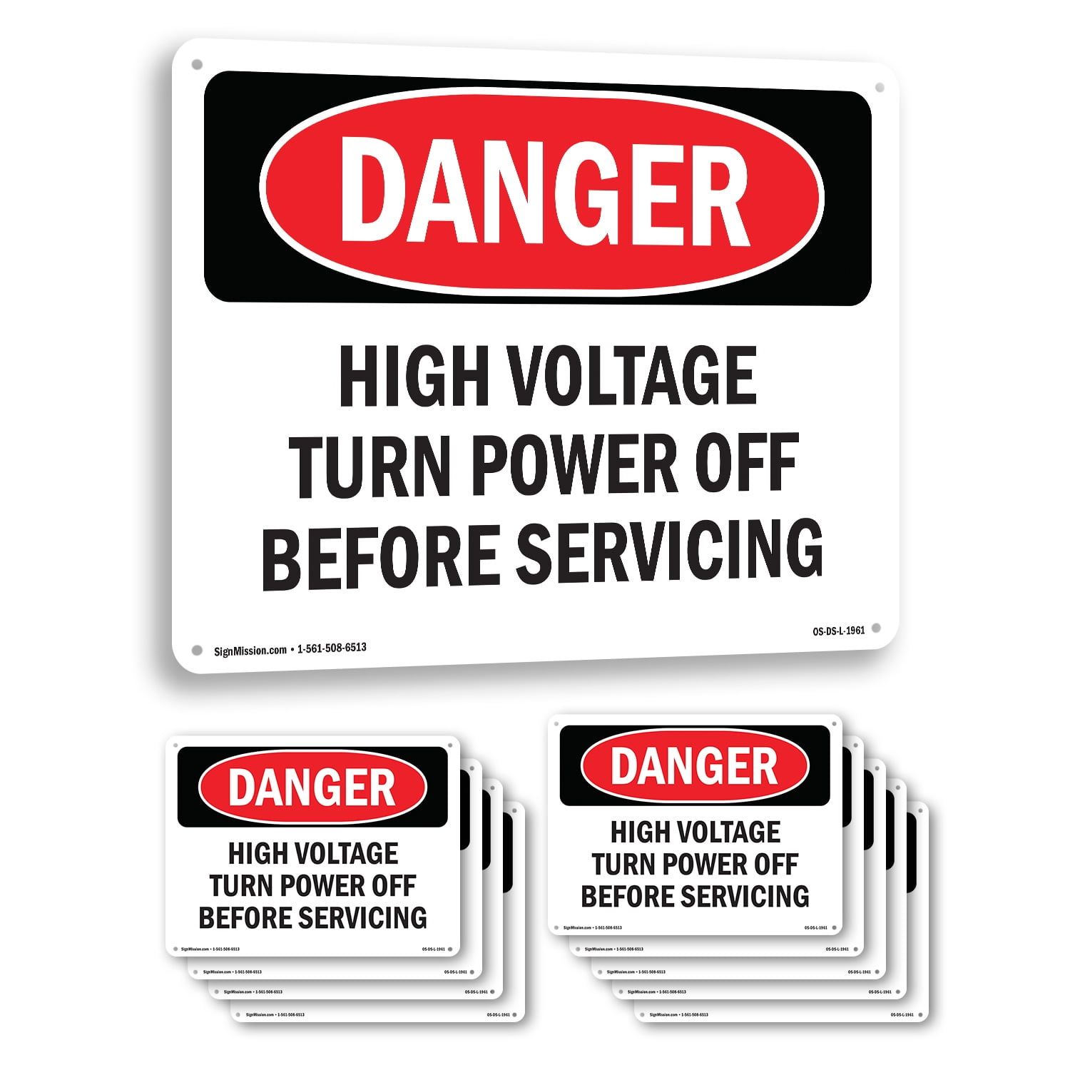 High Voltage Turn Power Off Before Servicing OSHA Danger Rigid Plastic ...