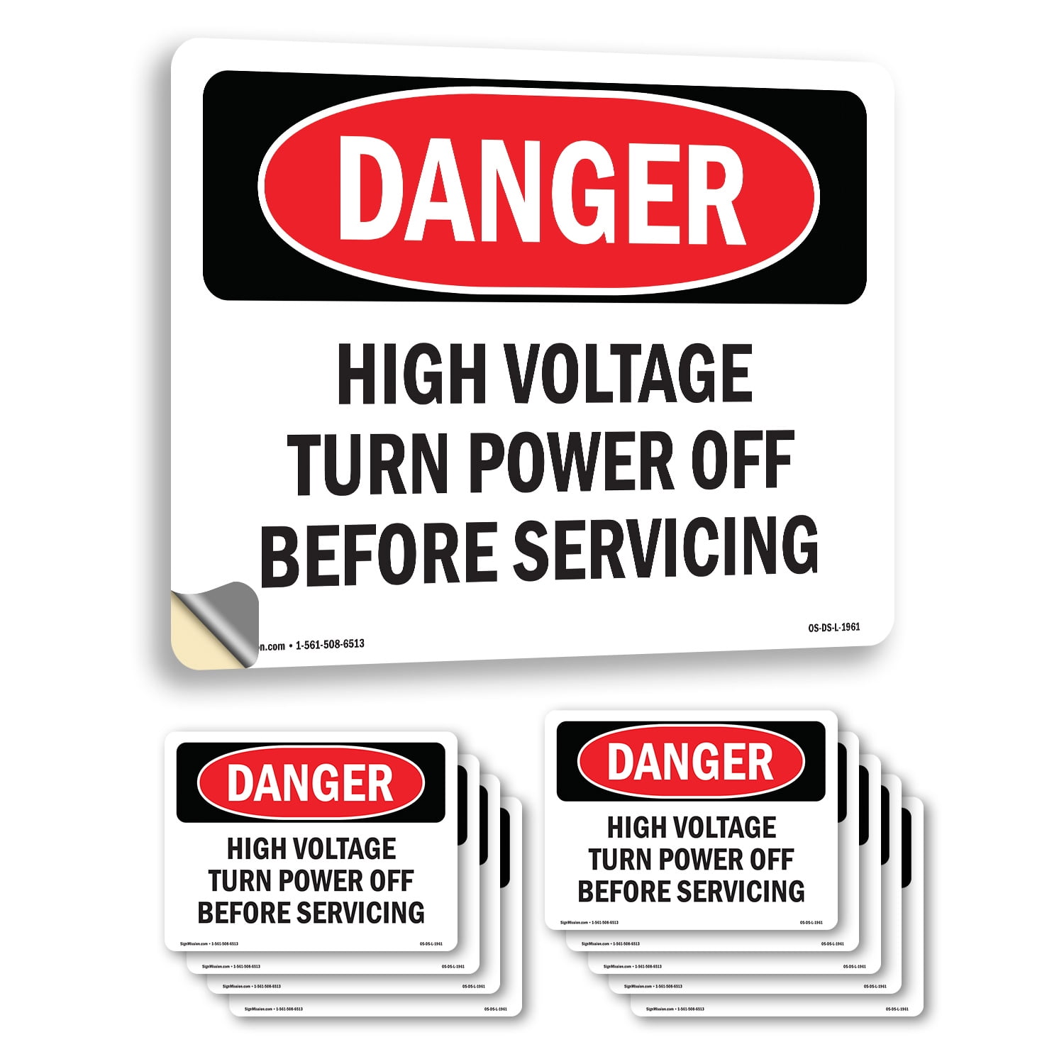 High Voltage Turn Power Off Before Servicing OSHA Danger Vinyl Decal ...