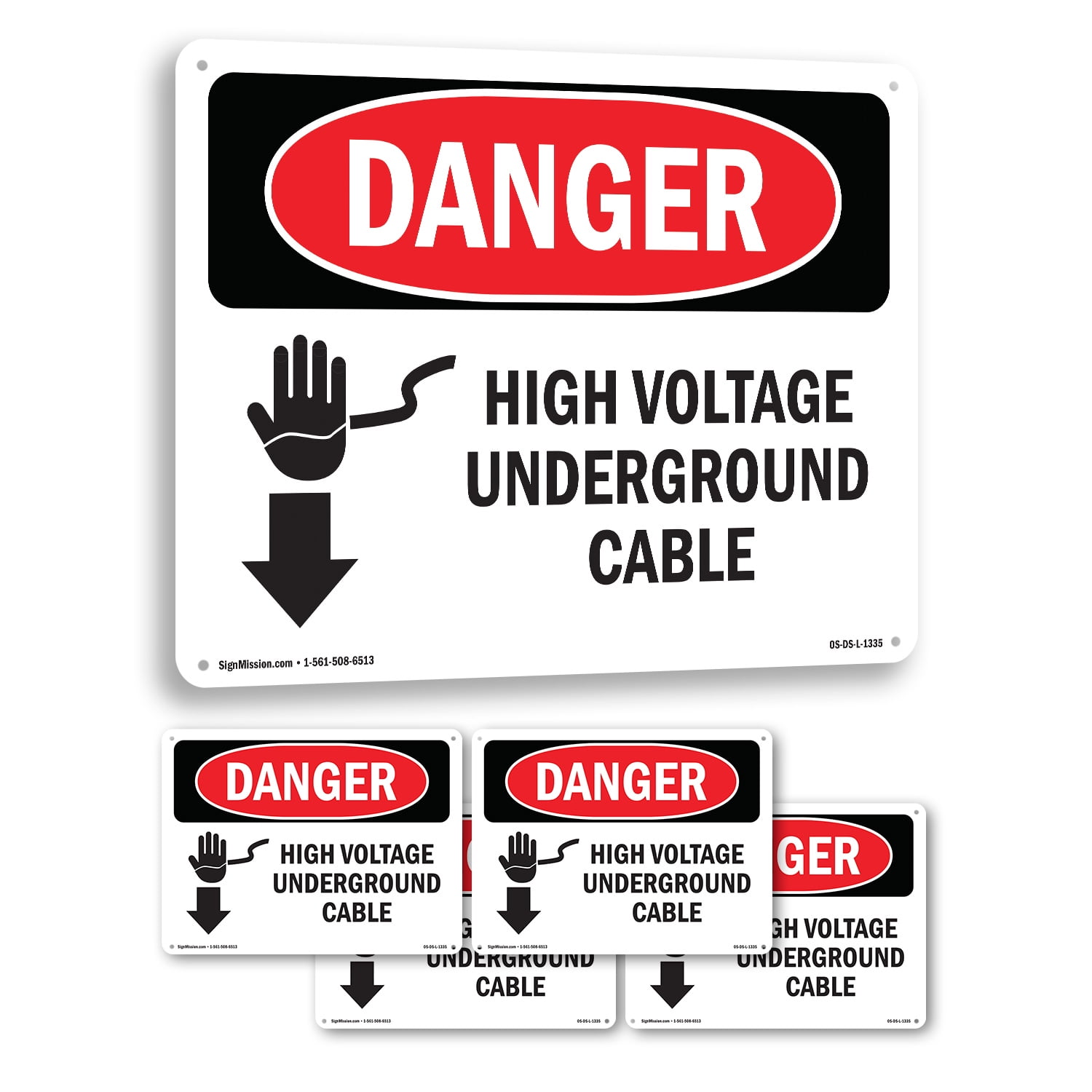 High Voltage Underground Cable OSHA Danger Rigid Plastic Sign 10 Inch x ...