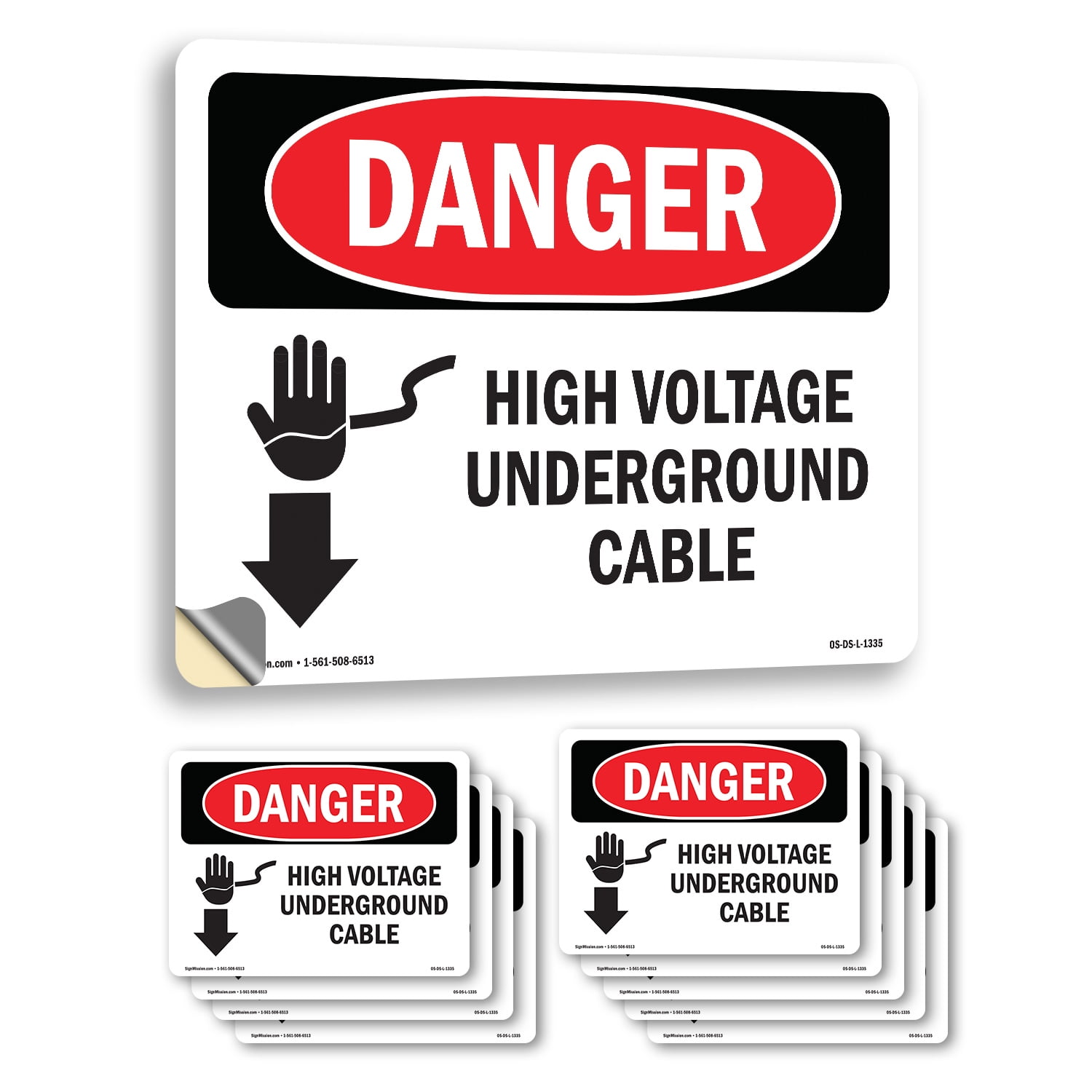 High Voltage Underground Cable OSHA Danger Vinyl Decal Label 18 Inch x ...