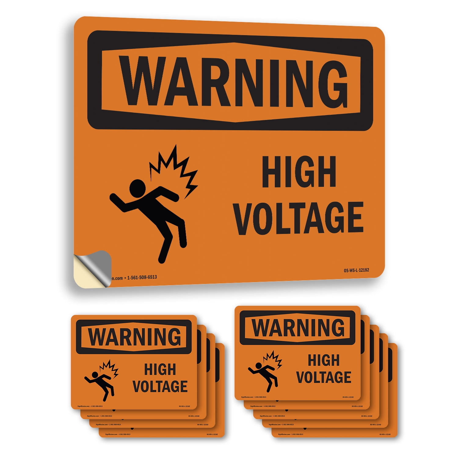 High Voltage With Symbol OSHA WARNING Vinyl Decal Label 5 Inch x 3.5 ...