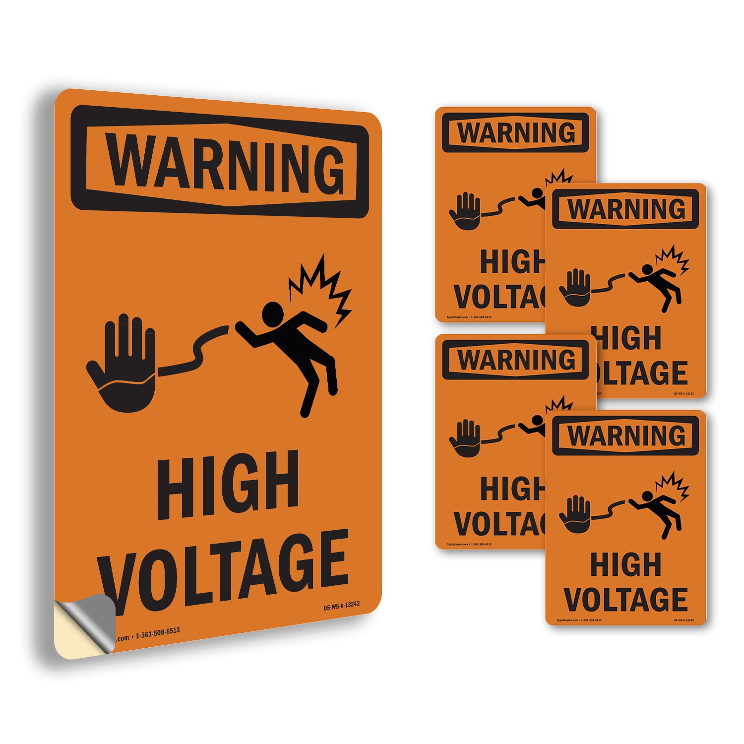 High Voltage With Symbol OSHA WARNING Vinyl Decal Label 5 Inch x 3.5 ...