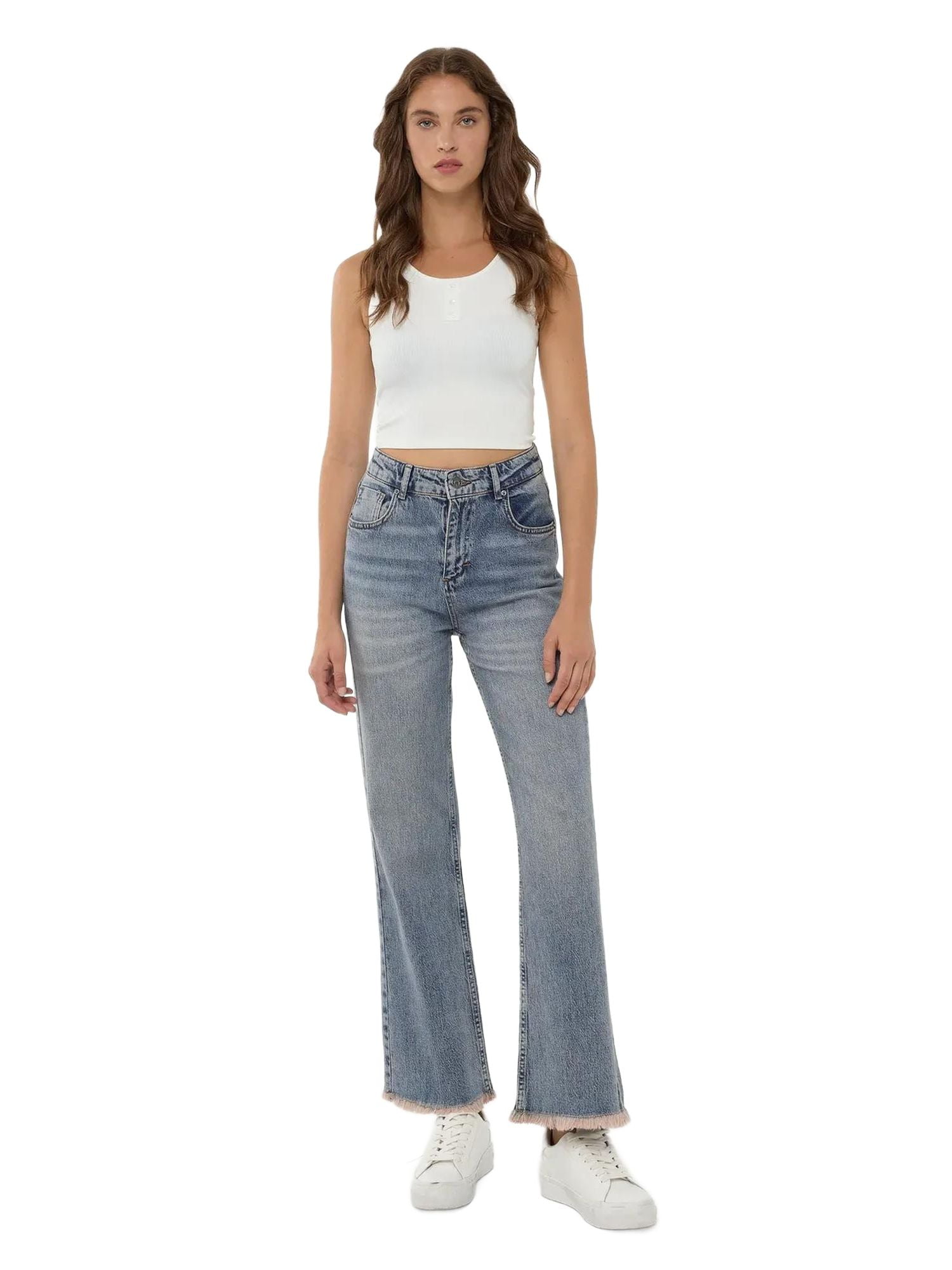 High Waist Boot Cuff Jeans - Walmart.com