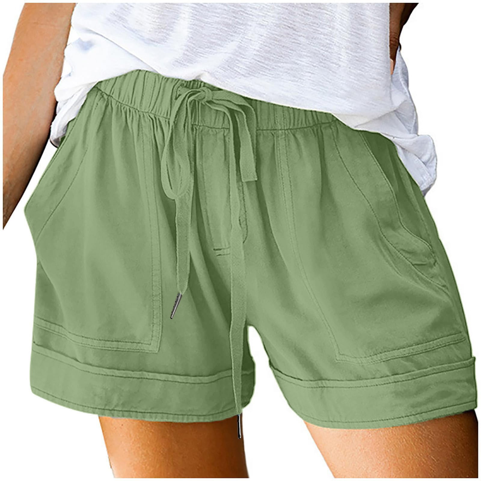 High Waist Casual Shorts for Women,Cotton Short with Pockets and ...