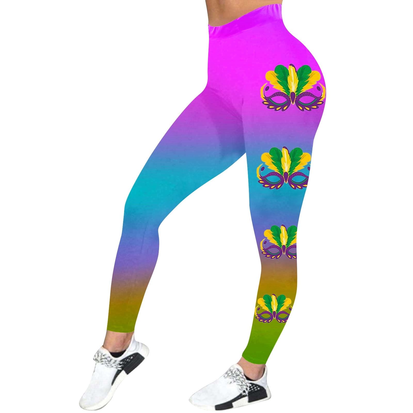 High Waist Flare Yoga Pants Long Womens Carnival Colorful Printing