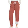 High Waist Fleece Lined Sweatpants Women Straight Leg Thermal Trousers ...
