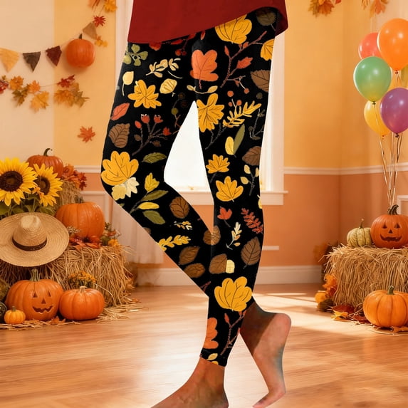 High Waist Leggings For Thanksgiving Print Pattern Soft Stretchy ...