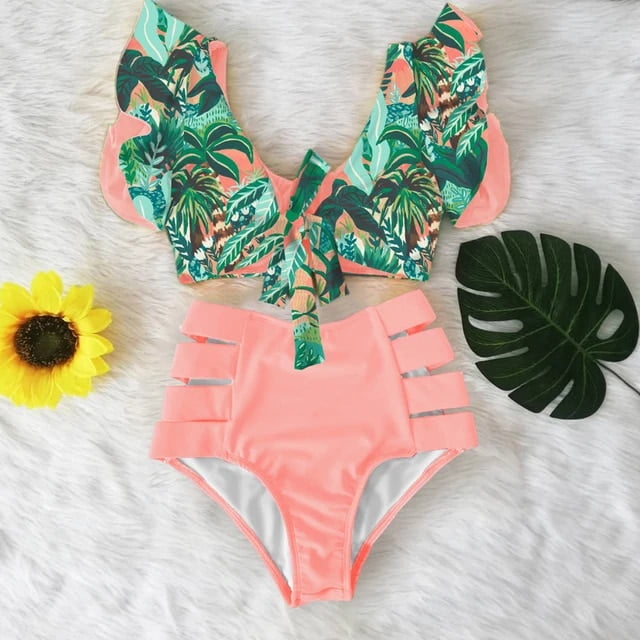 High Waist Ruffled Sexy Bikini Set 2023 Flounce Biquini Swimwear Women