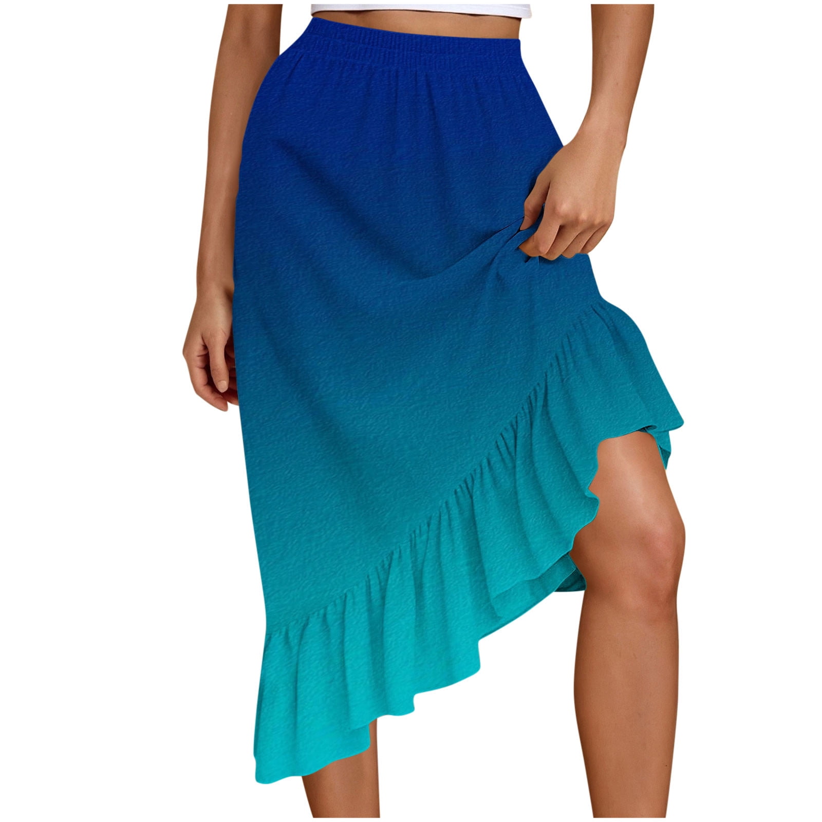 High Waist Skirts for Women Below Knee Casual Flowy Summer Midi Skirts ...