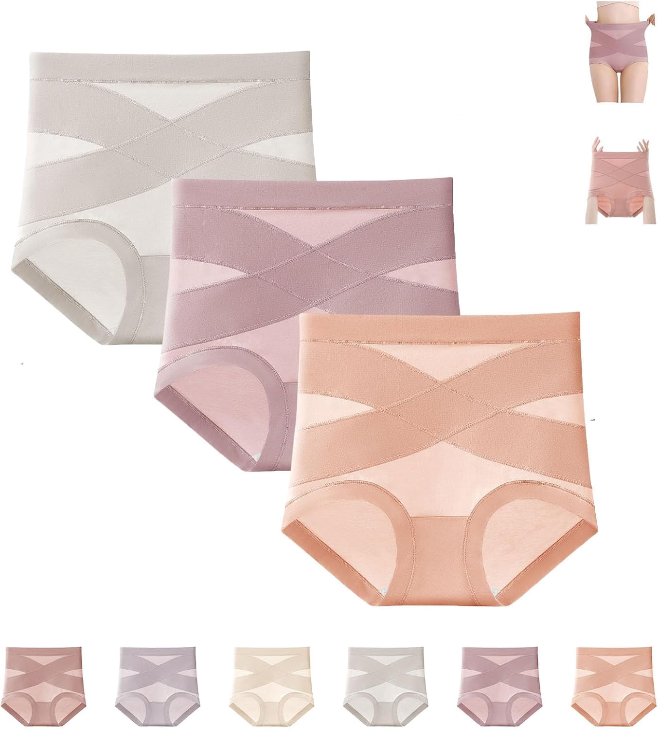 High Waist Tummy Control Panties for Women, 7A Cotton High Waisted ...