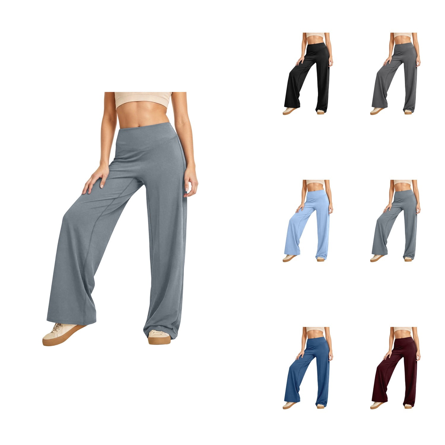 High Waist Tummy Control Yoga Pants, Straight Leg Flared Bootcut No ...