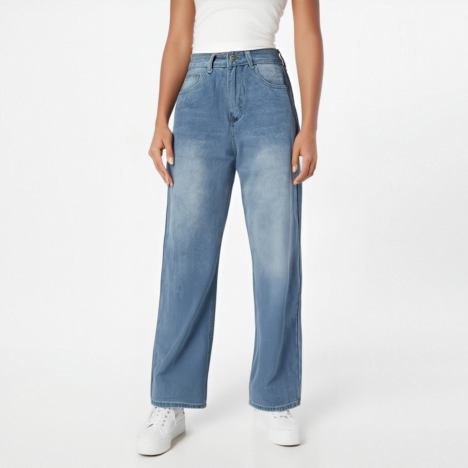 High Waist Vintage Style Wide Leg Jeans For Women Loose Fit Flared ...