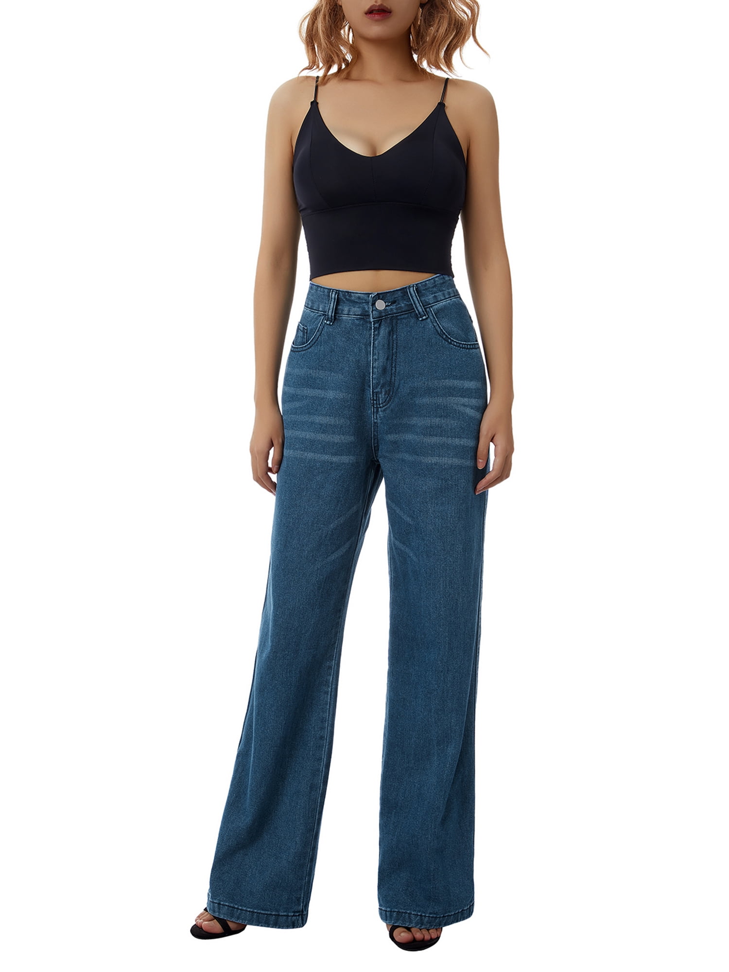 High Waist Wide Leg Denim Pants for Women Boyfriend Oversized Baggy ...