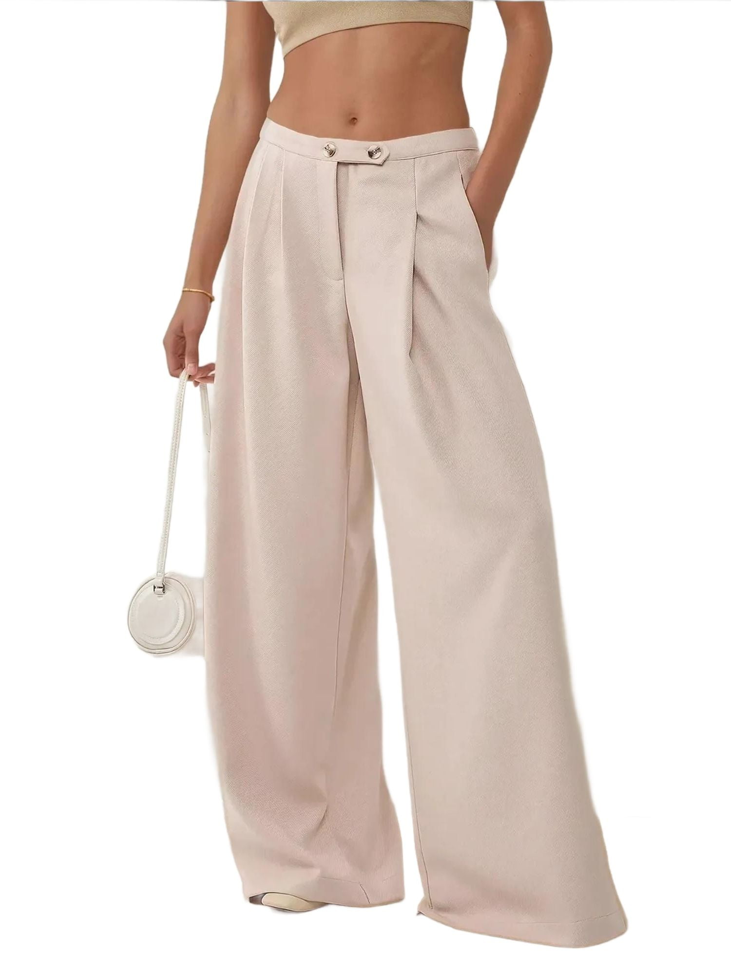 High Waist Wide Leg Relaxed Pants - Walmart.com